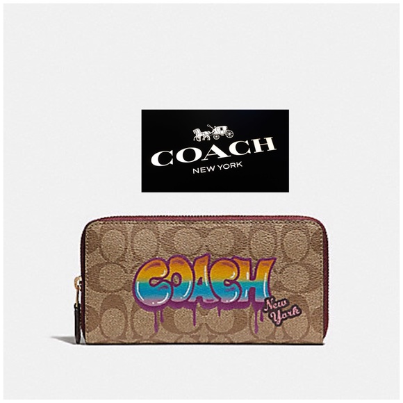 Coach | Bags | Coach Zip Canvas Coated Graffiti Accordion Wallet | Poshmark